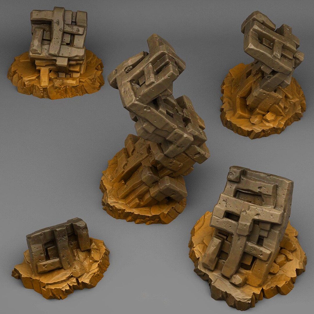 Ruins Scatter Terrain | Modular Broken Walls | Runeknot Pillars | 28 ...