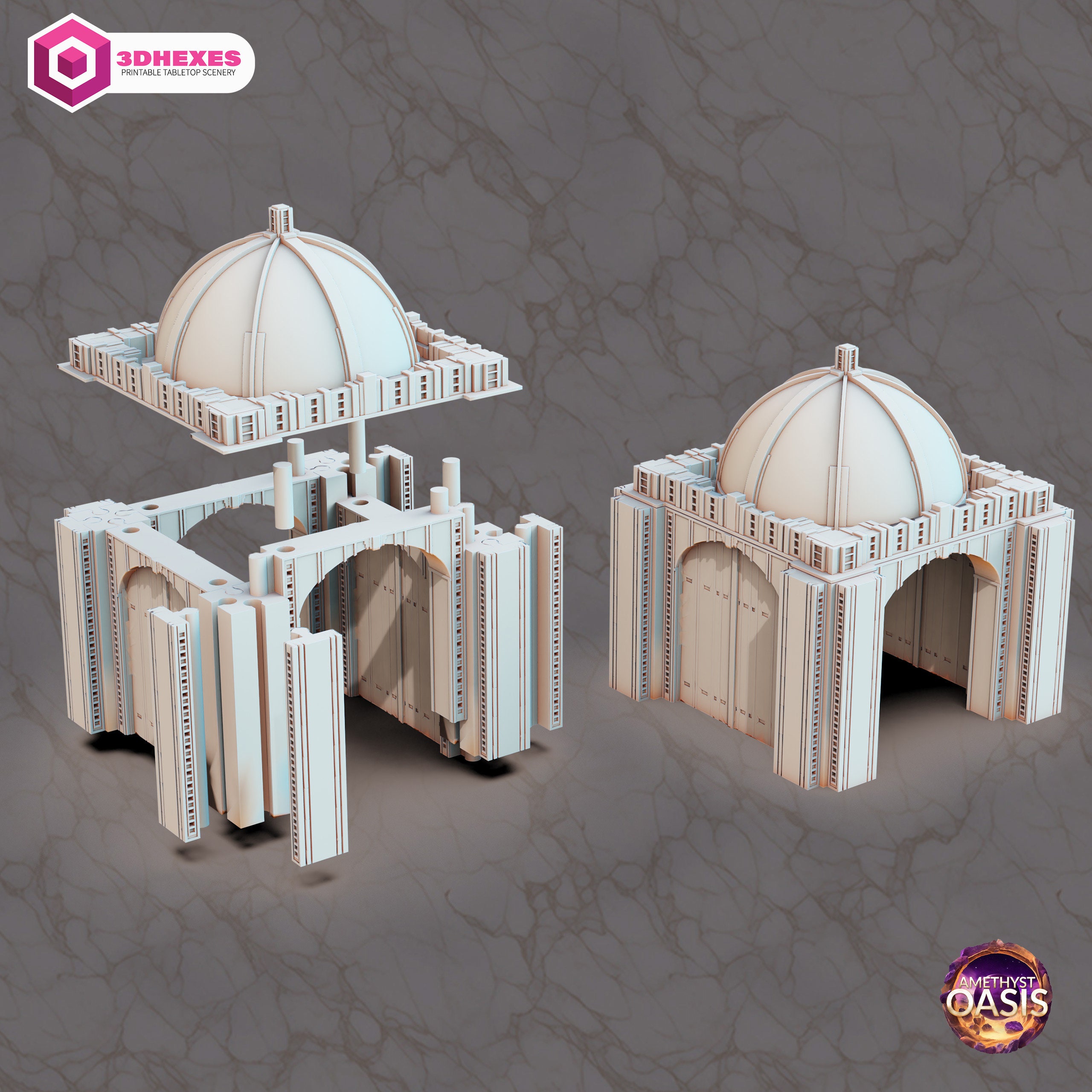 Modular Monumental Temple • Amethyst Oasis • by 3DHEXES | Dungeons and ...