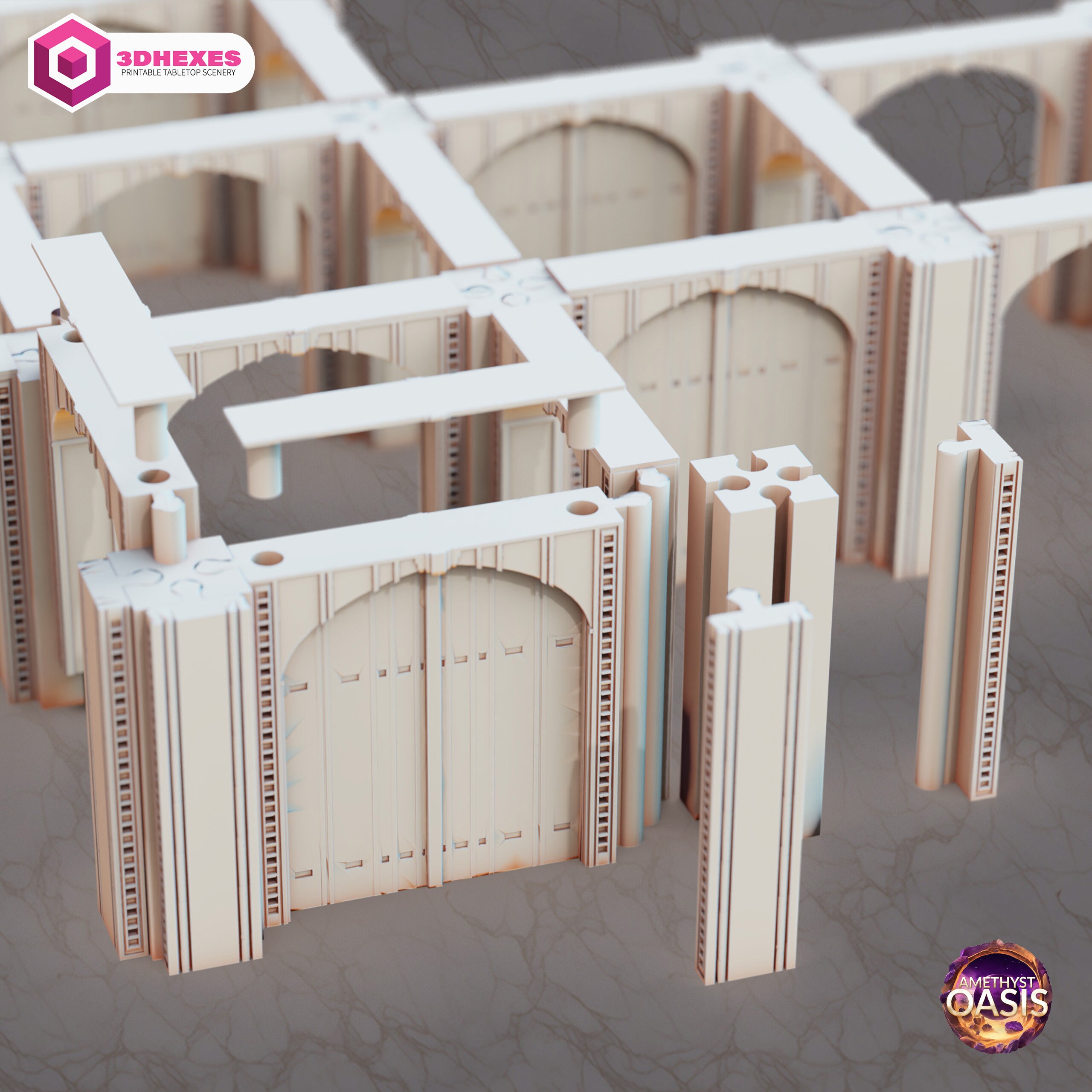 Modular Monumental Temple • Amethyst Oasis • by 3DHEXES | Dungeons and ...