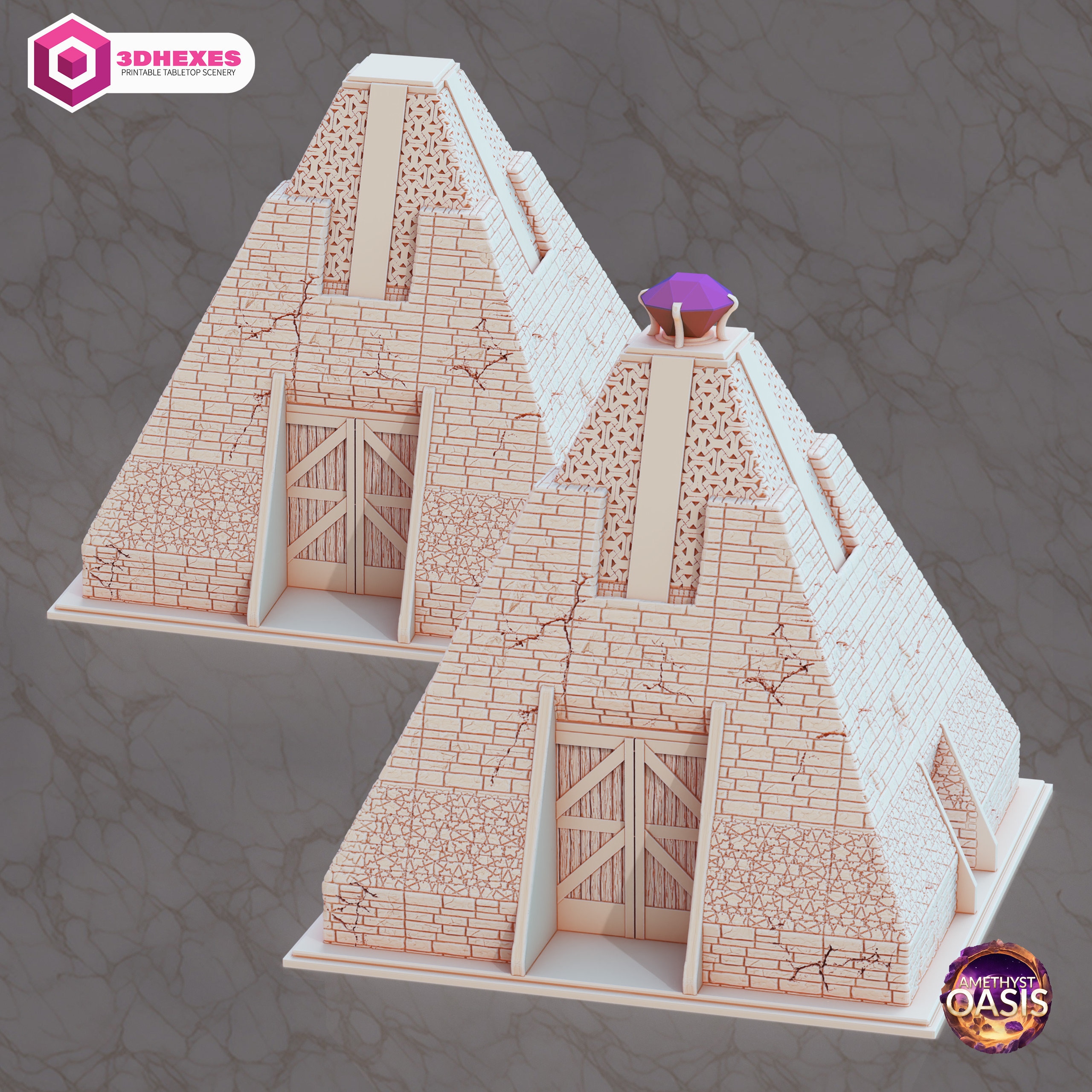 Oasis Pyramids 4 Models Amethyst Oasis by 3DHEXES Dungeons and Dragons D&D Wargames Tabletop ...