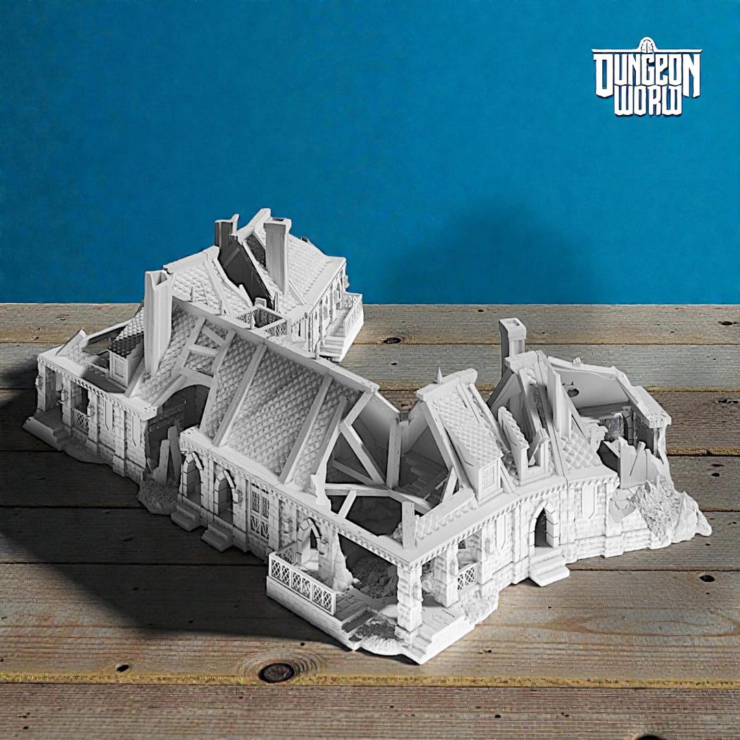 Small Block Crushed Ruined Medieval House Terrain – Modular Fantasy ...