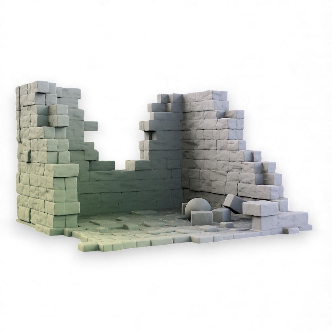 Ruins Scatter Terrain | Modular Broken Walls | Ruin 3 | 28–32mm Dnd RPG ...