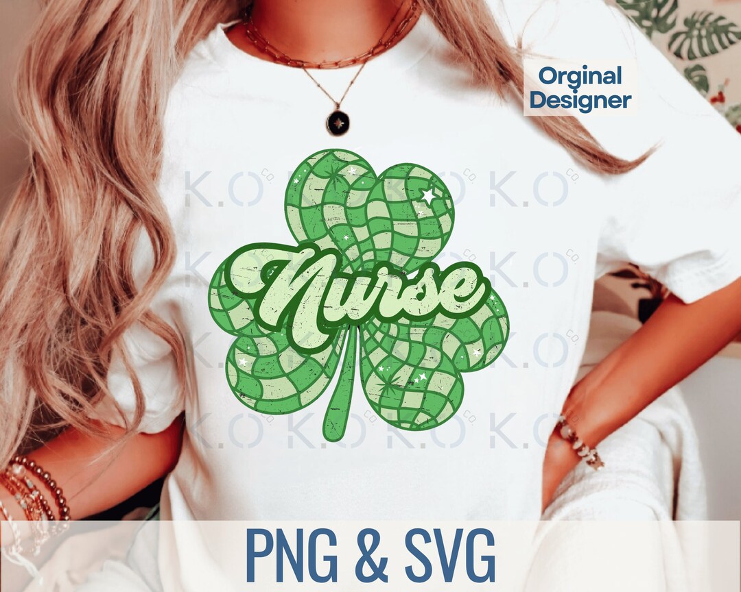 Retro St. Patrick's Day Nurse Clover PNG SVG (digital Download) - Etsy