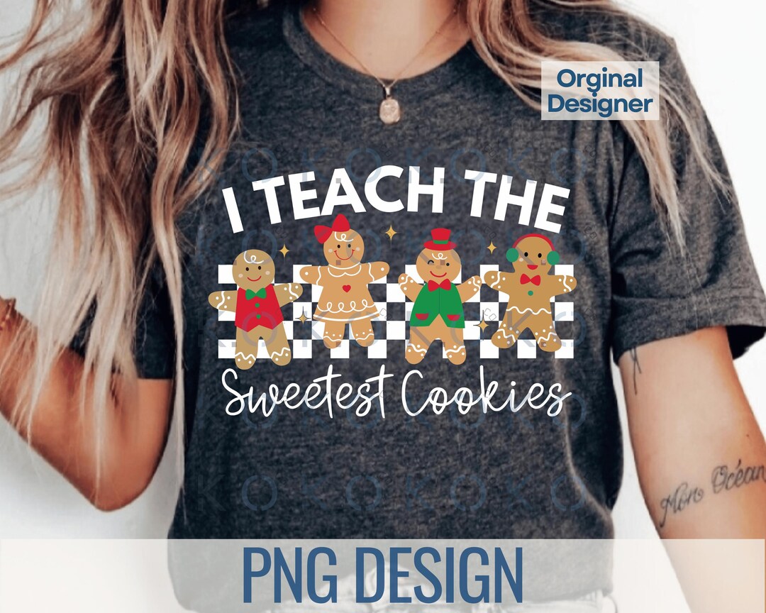 Christmas Teacher Gingerbread PNG, Holiday Shirt Design (digital ...