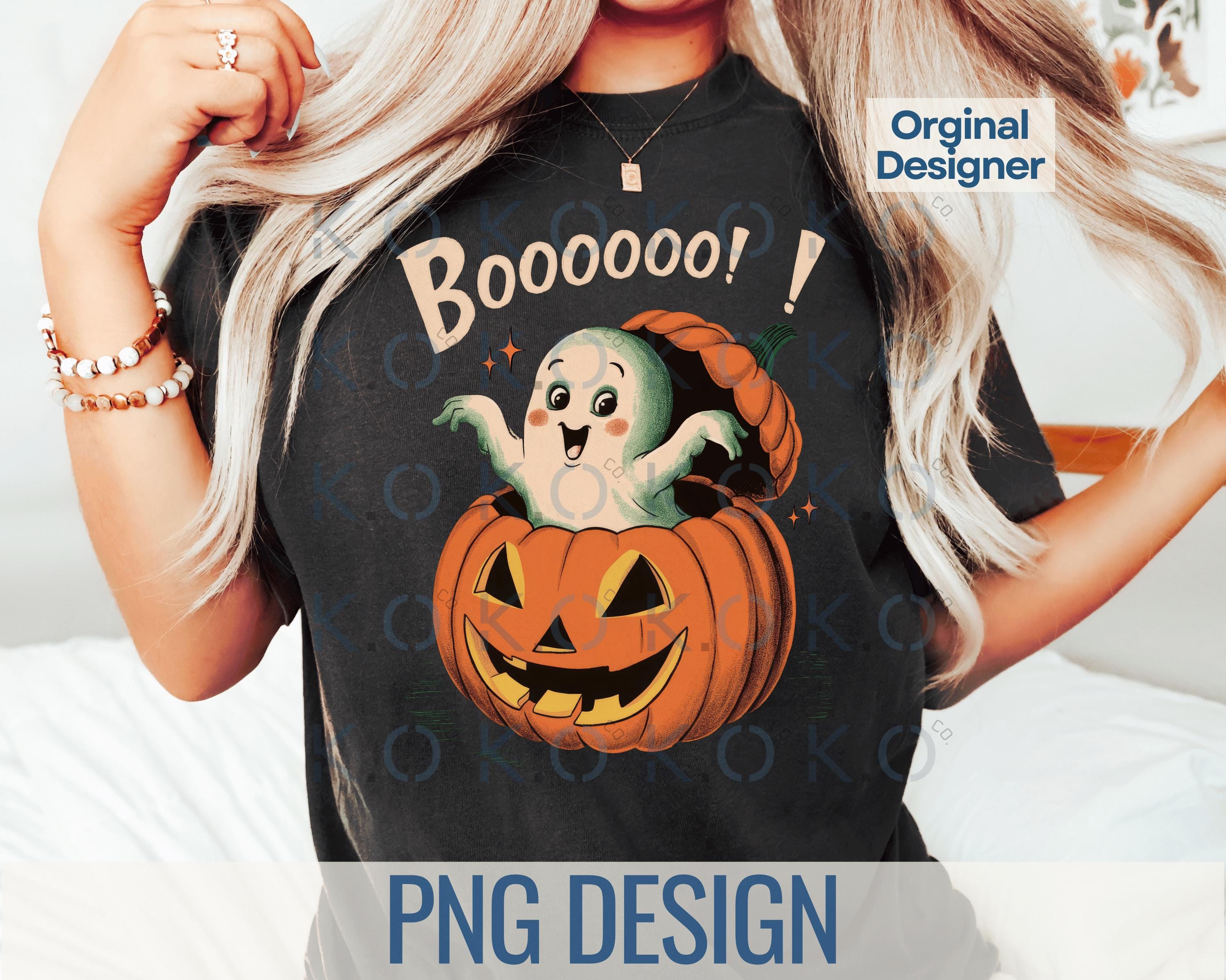 Retro Spooky Ghost PNG, Boo Png, Halloween Ghost Png, Pumpkin Ghost Png ...