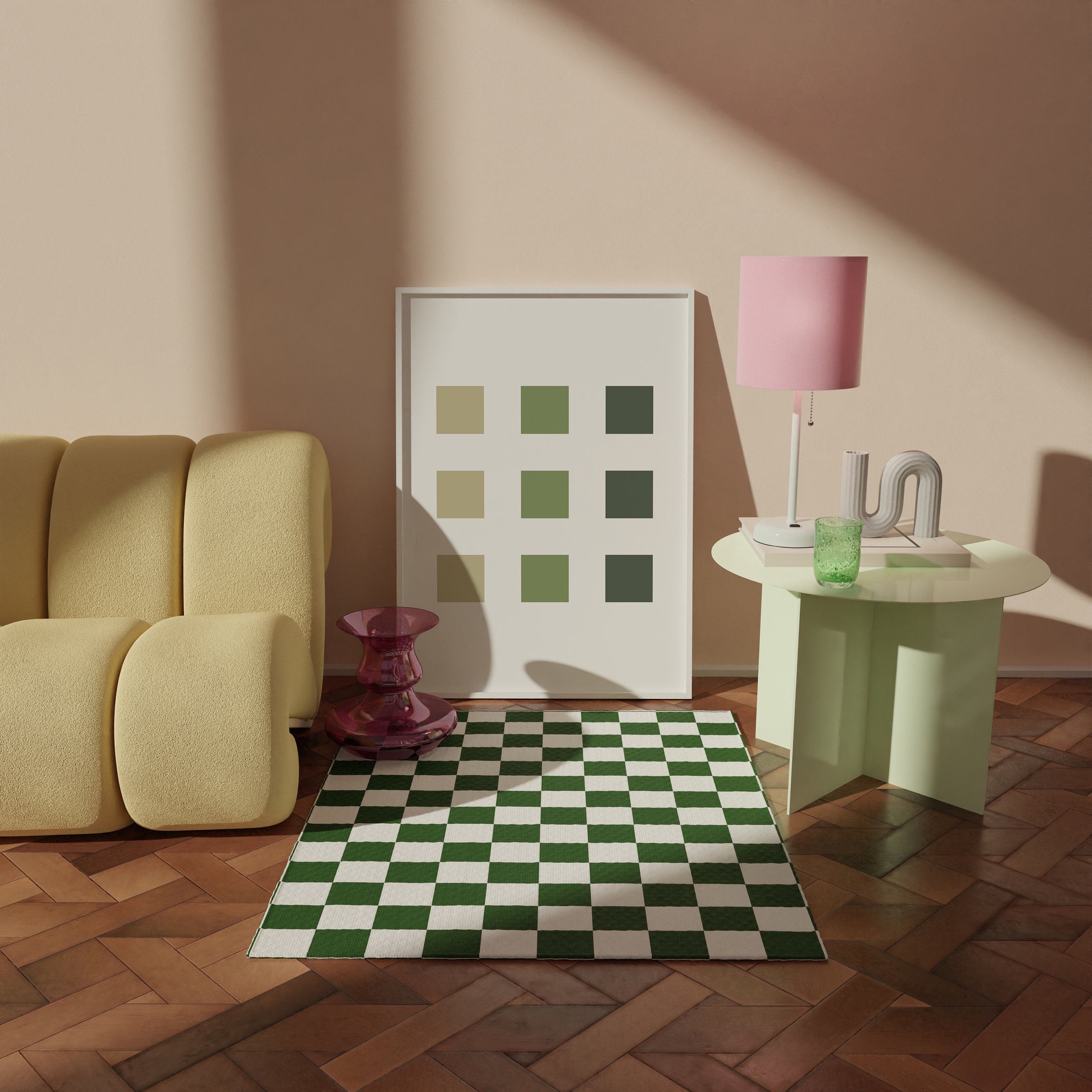 Green Tones Color Blocks Printable Wall Art, Sage Ombre Square ...