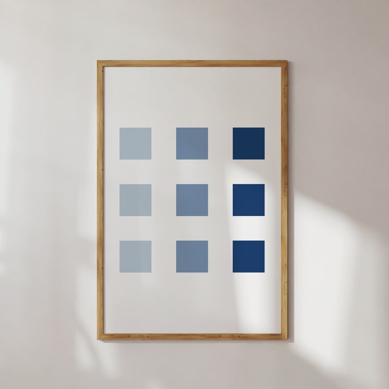 Blue Tones Color Blocks Printable Wall Art Navy Blue Ombre - Etsy