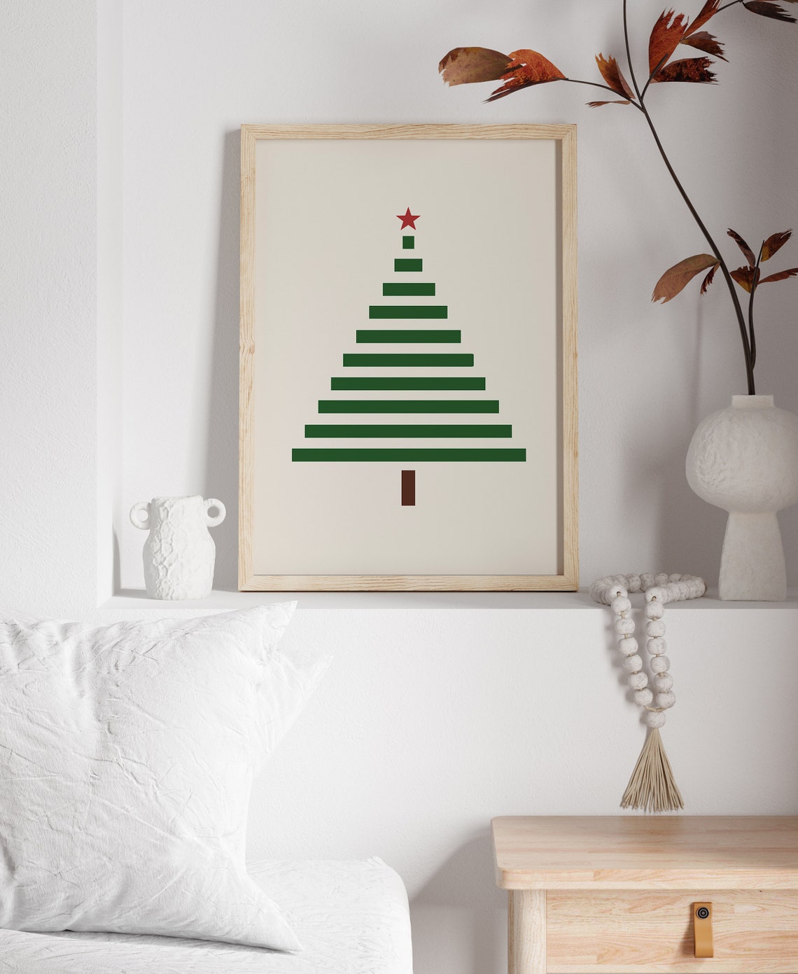 Minimal Christmas Tree Wall Art, Geometric Christmas Tree Printable ...