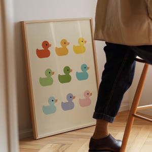 Colorful Rubber Ducks Art Print, Bath Toys Printable Wall Art, Joyful ...