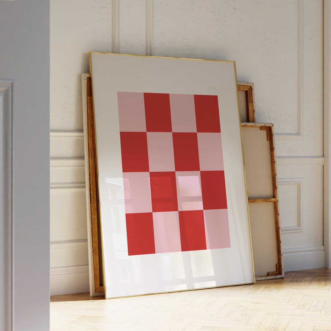 Modern Checkered Art Print, Playful Checkers Printable Wall Art ...