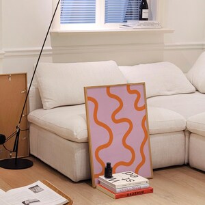 Lilac Orange Joyful Wall Art, Wavy Lines Preppy Wall Art, Playful ...
