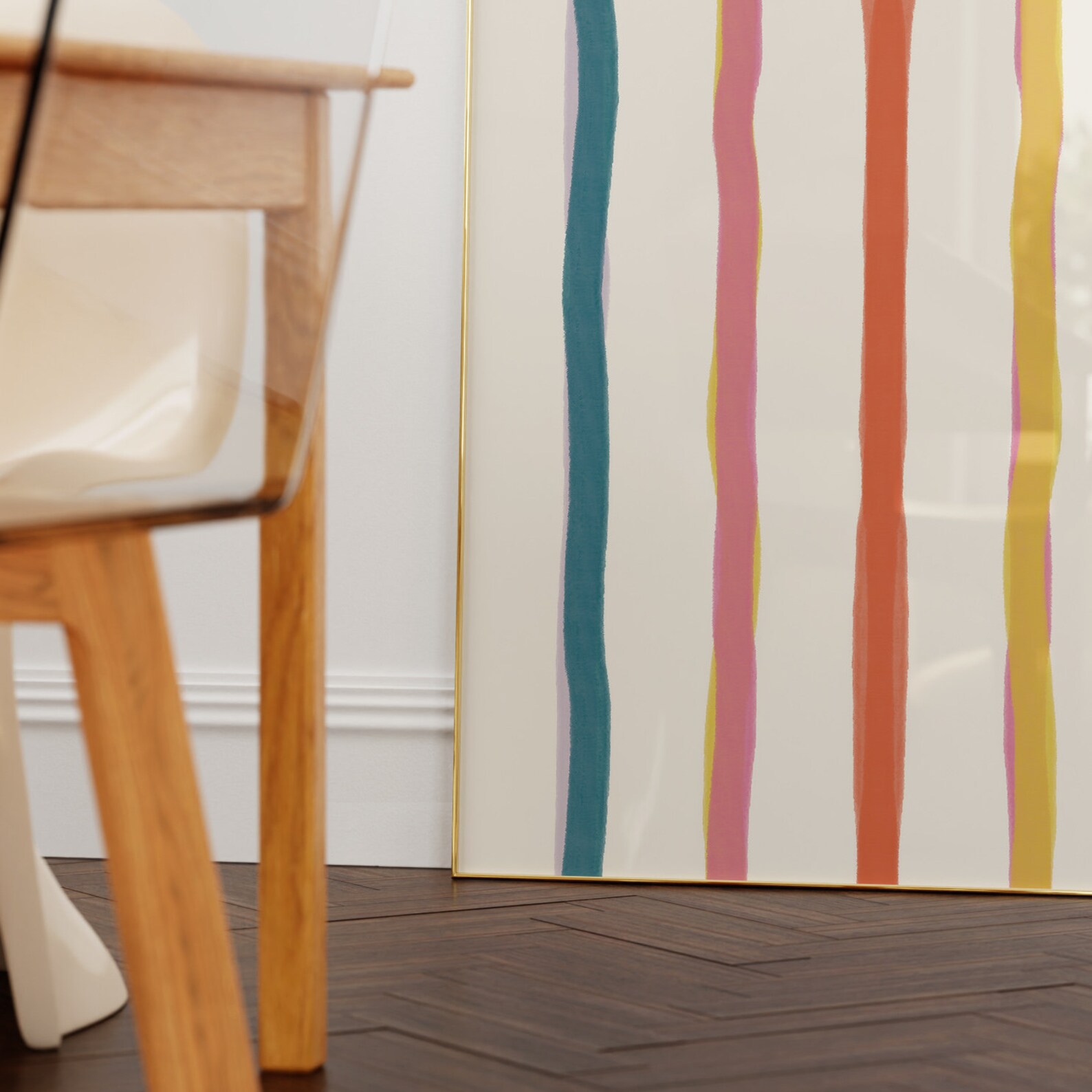 Pastel Striped Art Print, Joyful Preppy Room Decor, Organic Lines ...