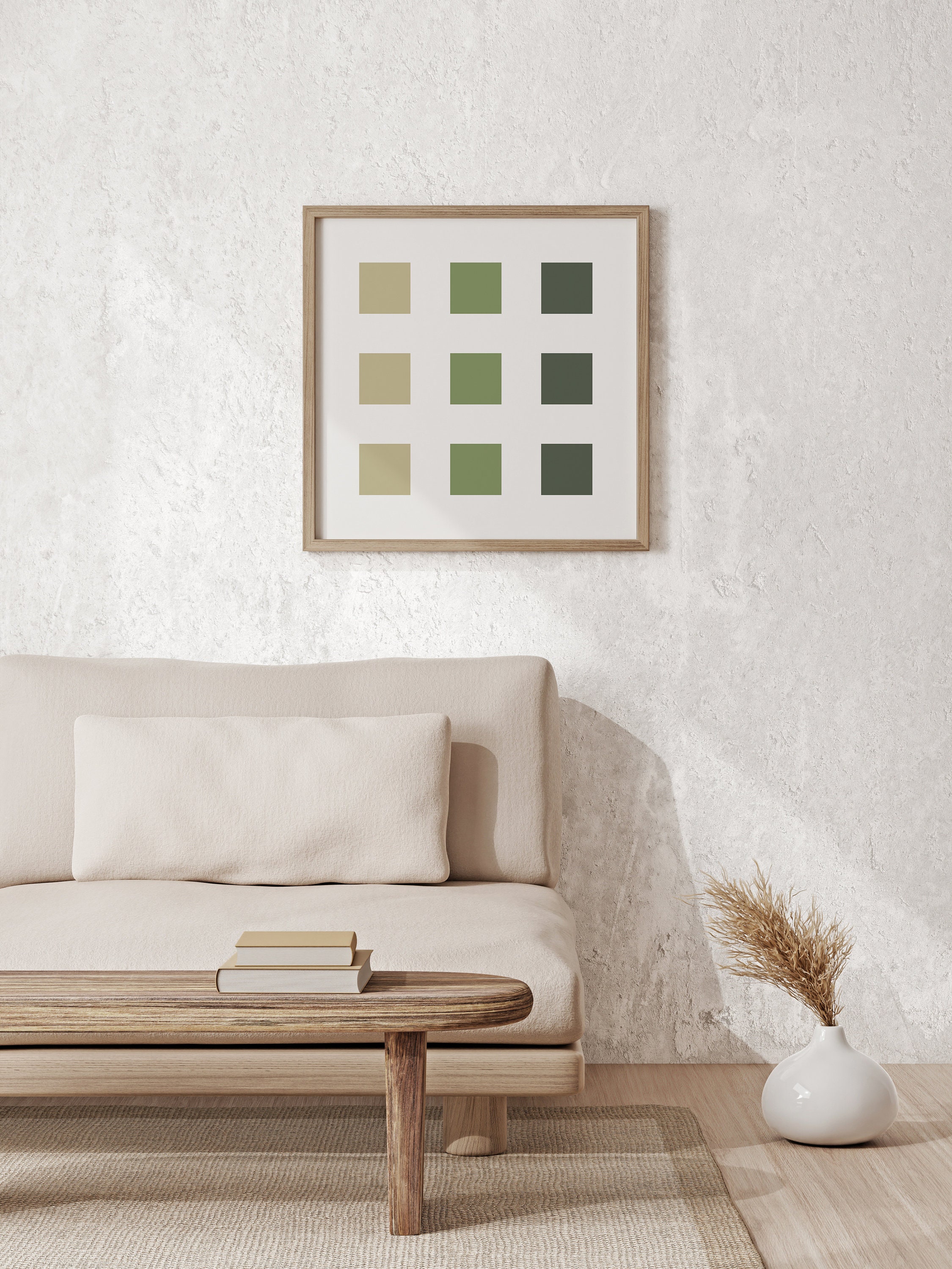 Green Tones Color Blocks Printable Wall Art, Sage Ombre Square ...