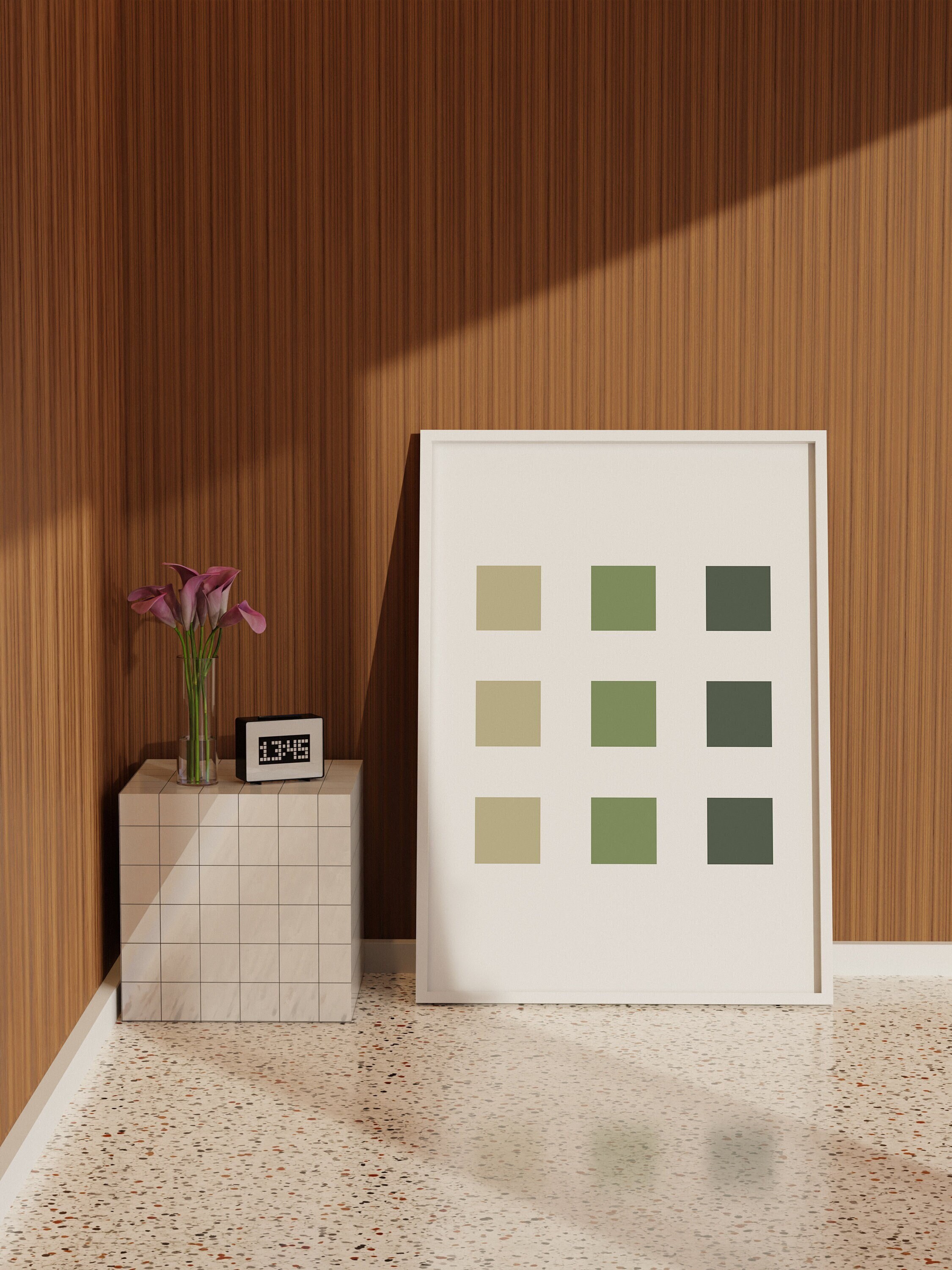 Green Tones Color Blocks Printable Wall Art, Sage Ombre Square ...