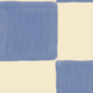Baby Blue Creamy Handdrawn Checkered Wall Art, Indigo Checker Pattern ...