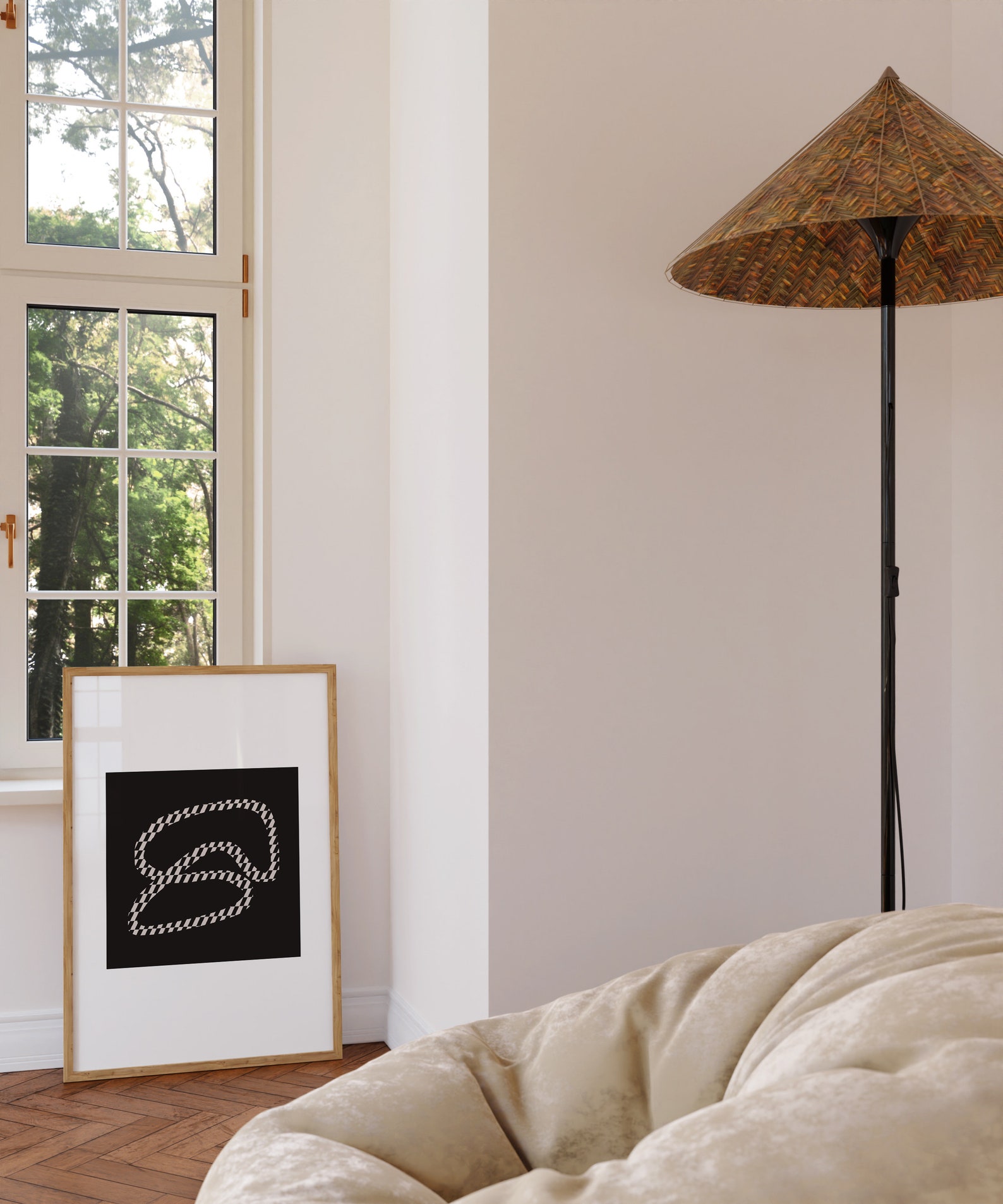 Neutral Checkered Line Art Print, Checked Pattern Black and Beige Wall ...