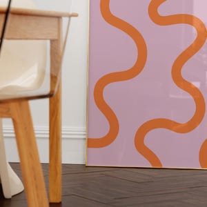 Lilac Orange Joyful Wall Art, Wavy Lines Preppy Wall Art, Playful ...
