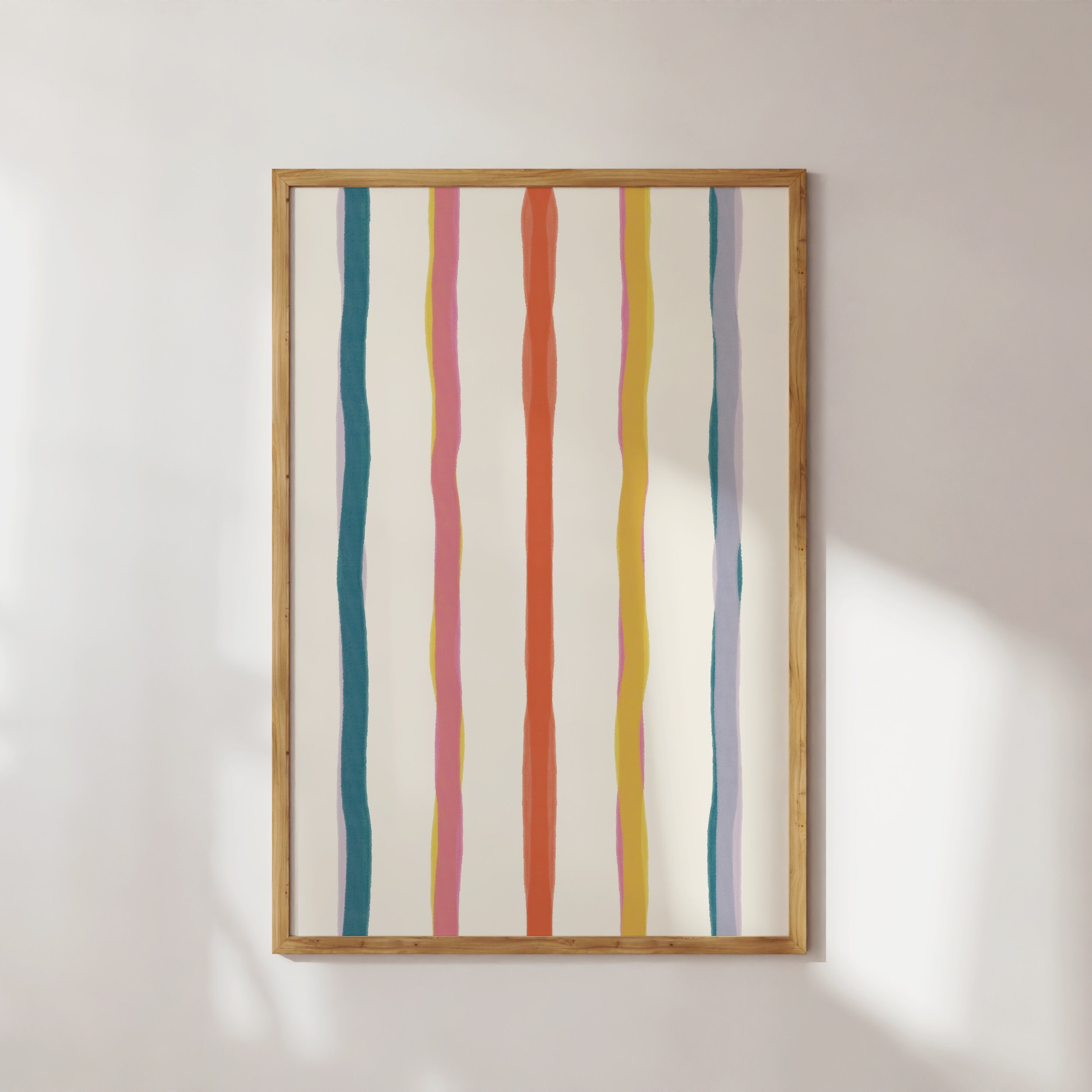Pastel Striped Art Print, Joyful Preppy Room Decor, Organic Lines ...