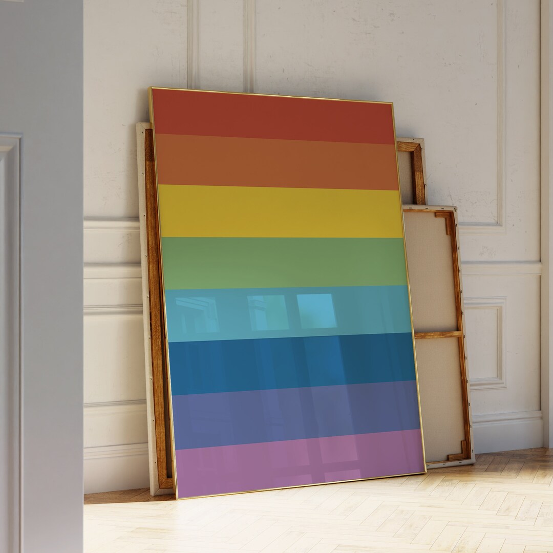 Retro Rainbow Pride Flag Art Print, Funky Pride Poster, Minimal Queer ...