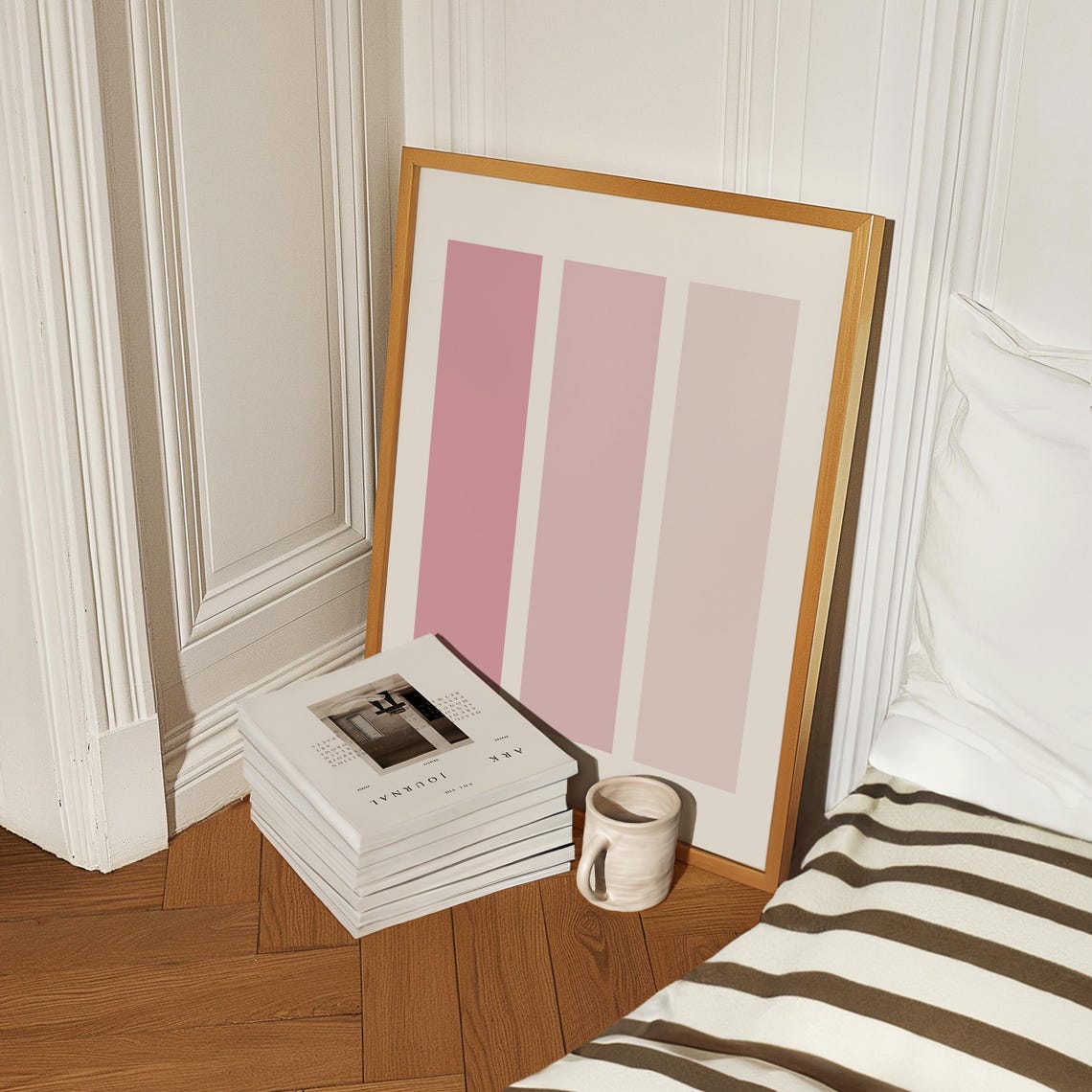 Pink Color Blocks Printable Wall Art, Chic Feminine Rectangle Blocks ...