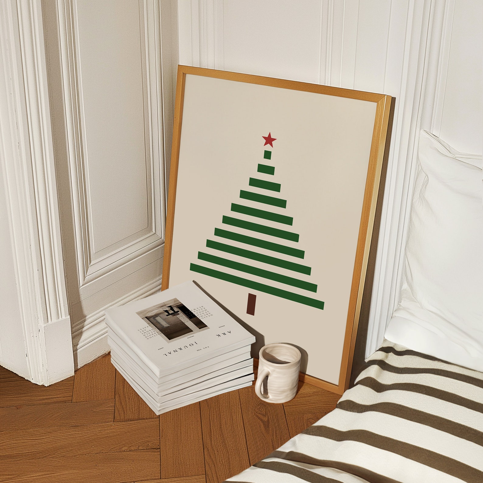 Minimal Christmas Tree Wall Art, Geometric Christmas Tree Printable ...