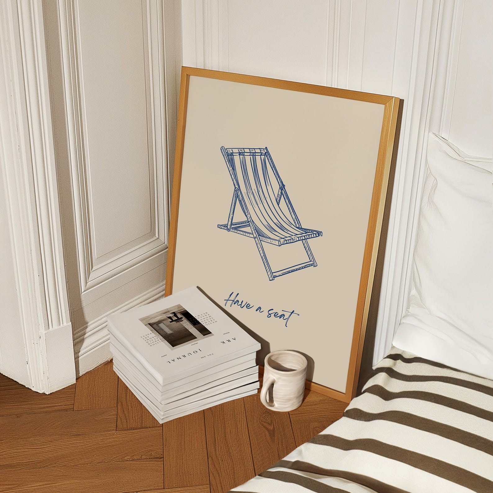 Have a Seat - Handdrawn Summer Vibes Art Print, Beach Chair Printable ...