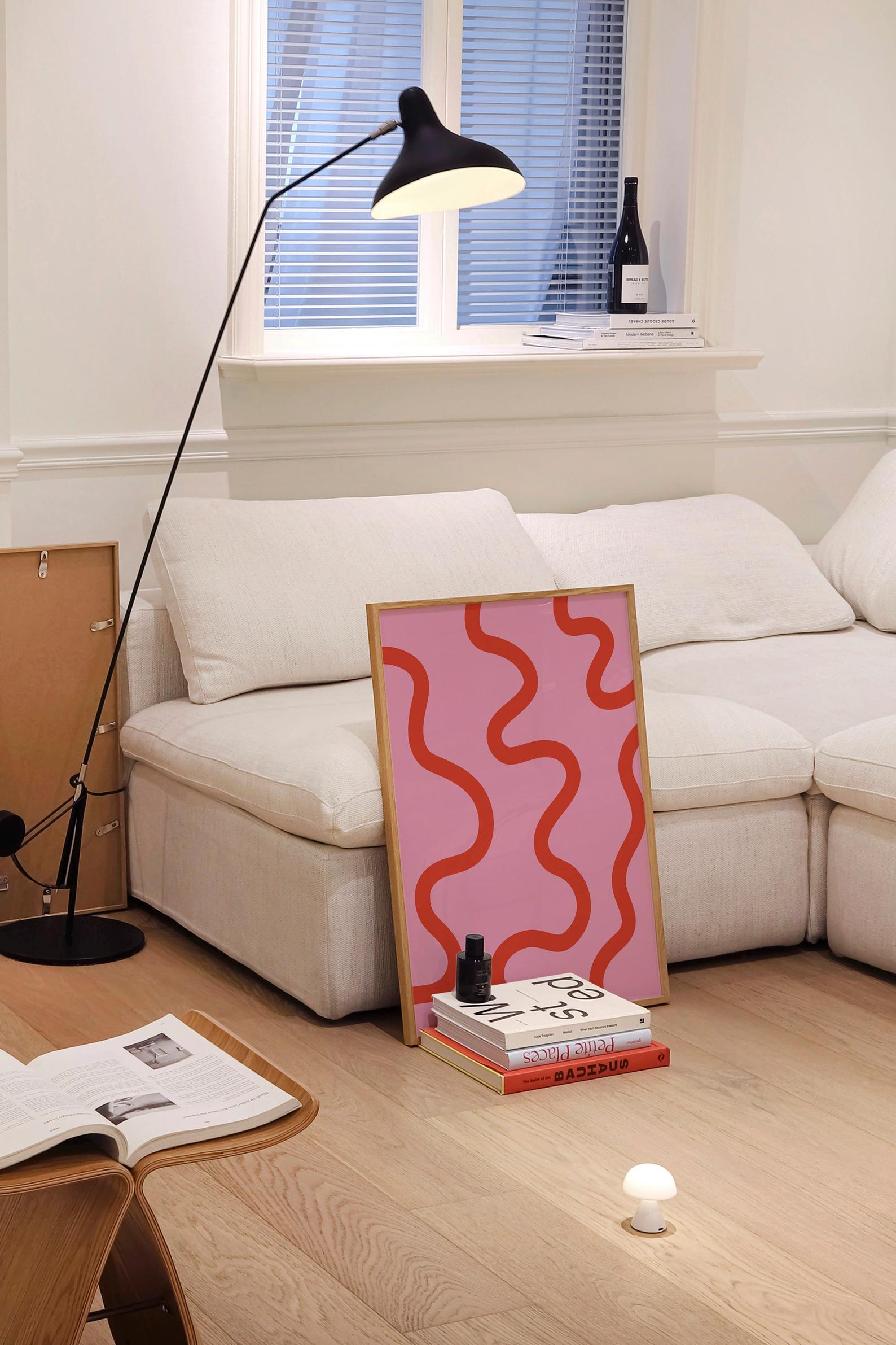 Pink Joyful Wall Art, Red Wavy Lines Preppy Wall Art, Playful Pink ...