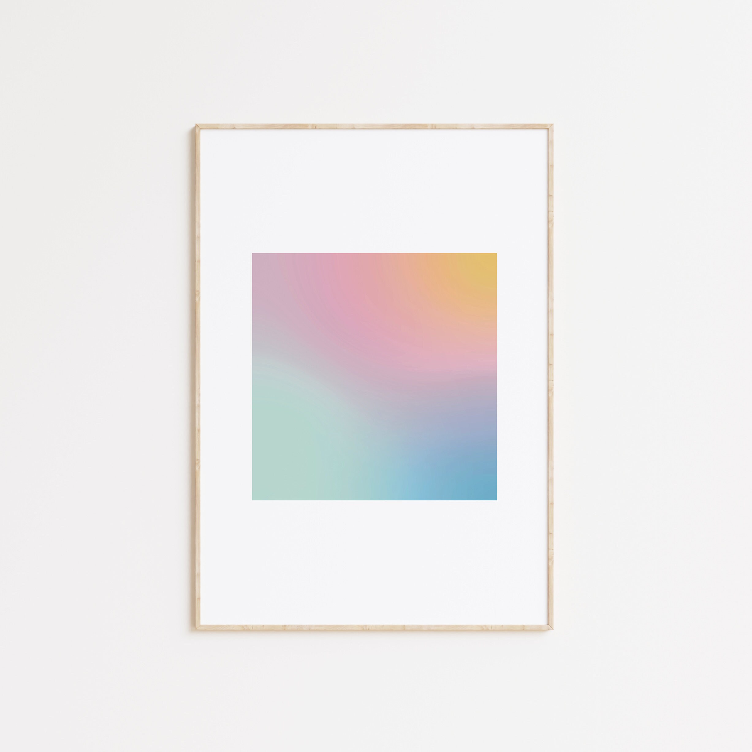 Rainbow Gradient Wall Art Set of 3, Stylish Pastel Boho Aura Poster ...