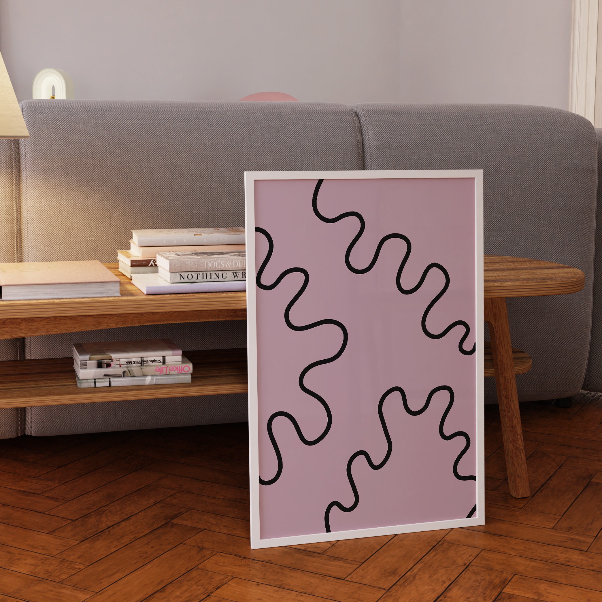 Wiggly Lines Joyful Lilac Art Print, Fancy Purple Printable Wall Art ...