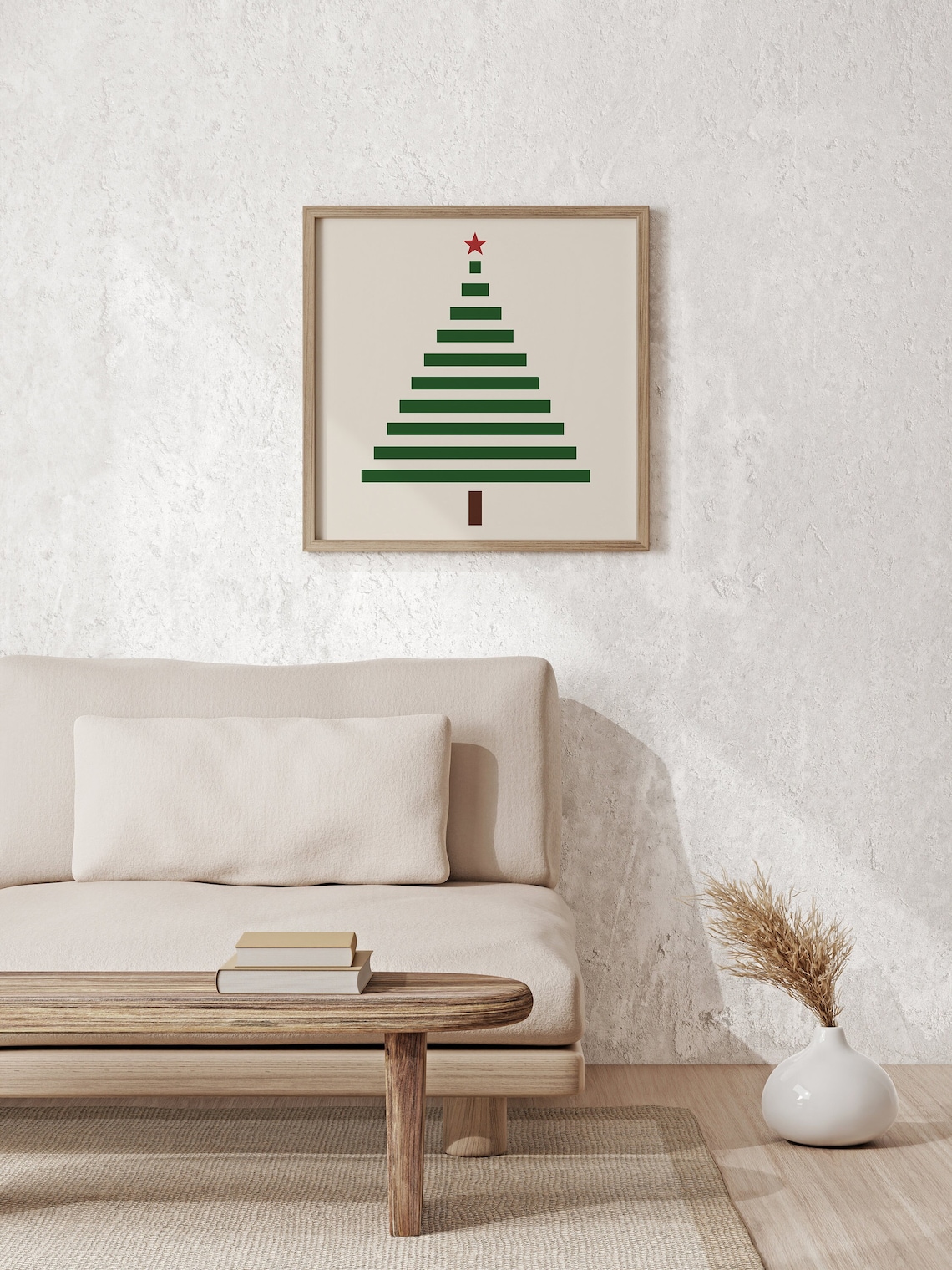 Minimal Christmas Tree Wall Art, Geometric Christmas Tree Printable ...
