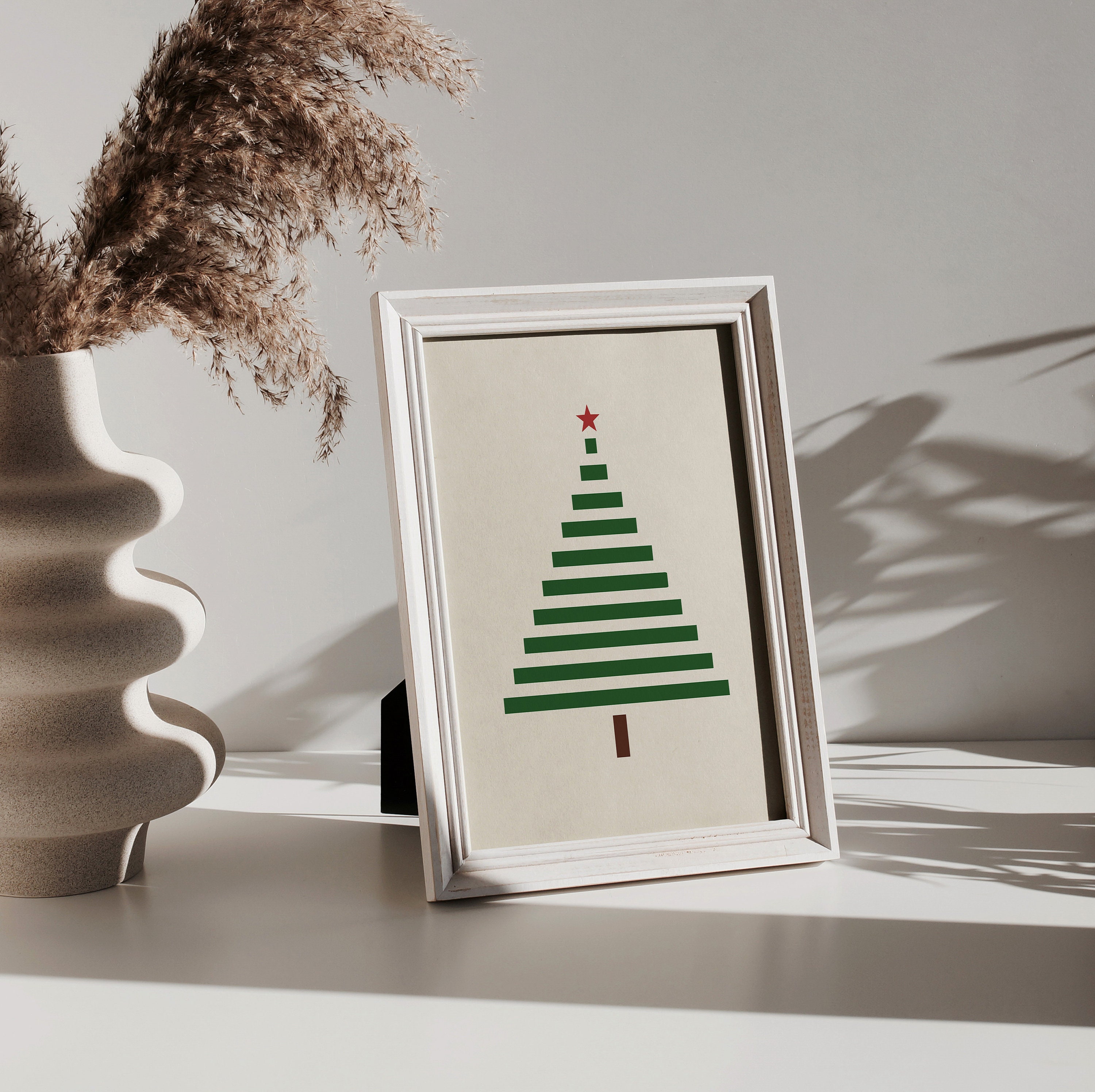 Minimal Christmas Tree Wall Art, Geometric Christmas Tree Printable ...