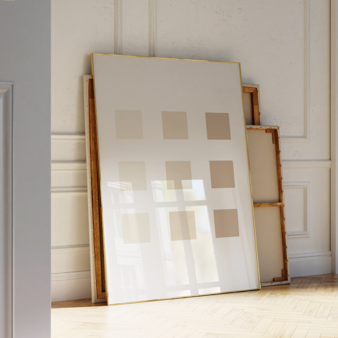 Boho Beige Color Blocks Printable Wall Art, Creamy Ombre Square ...