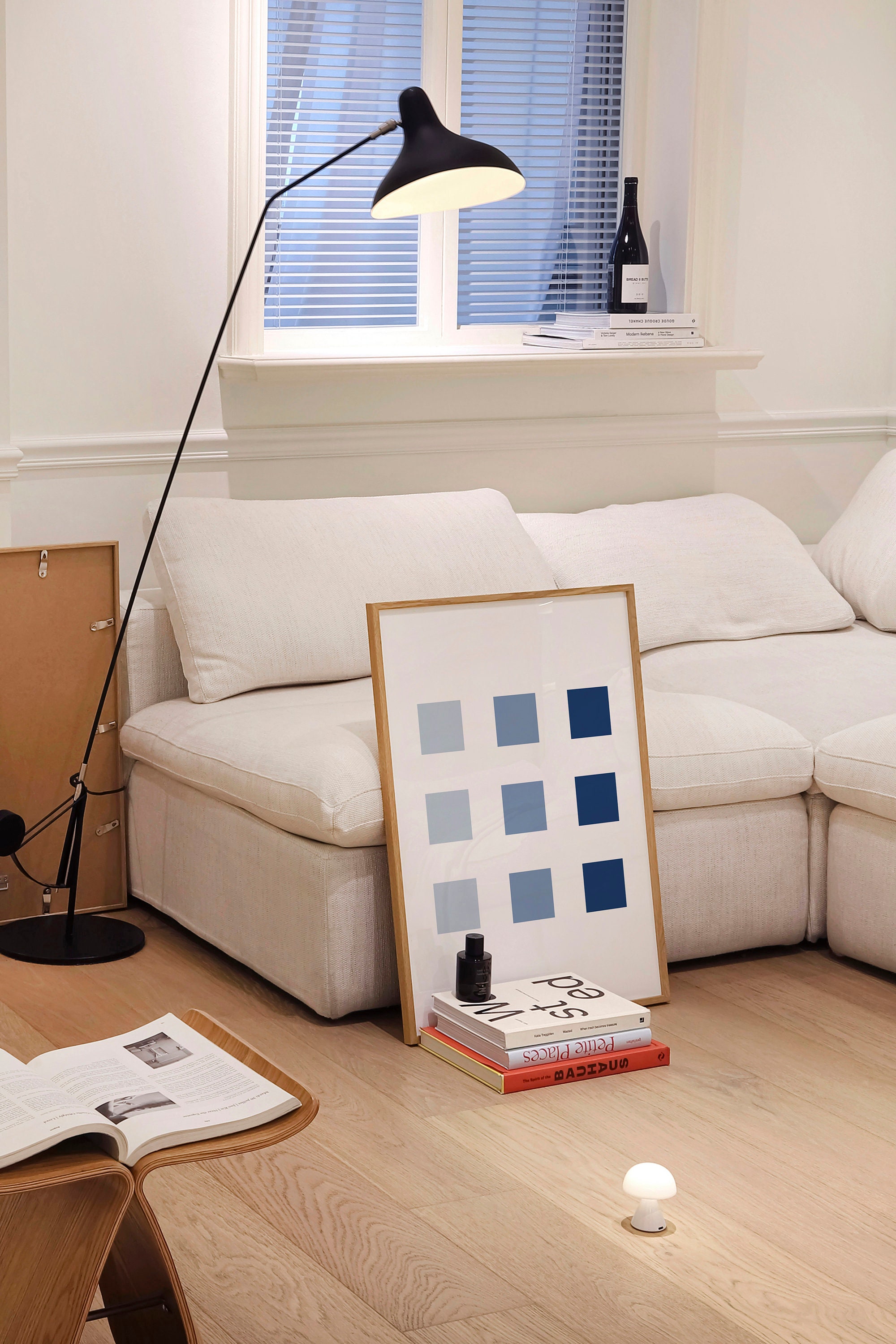 Blue Tones Color Blocks Printable Wall Art, Navy Blue Ombre Square ...