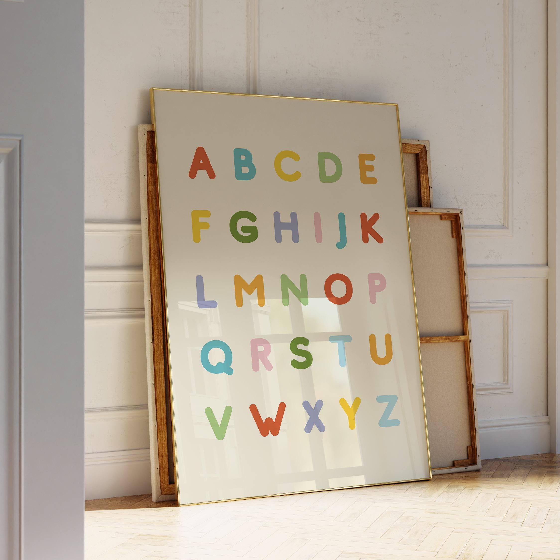 Colorful Alphabet Art Print, Cute Nursery Printable Wall Art, Playful ...