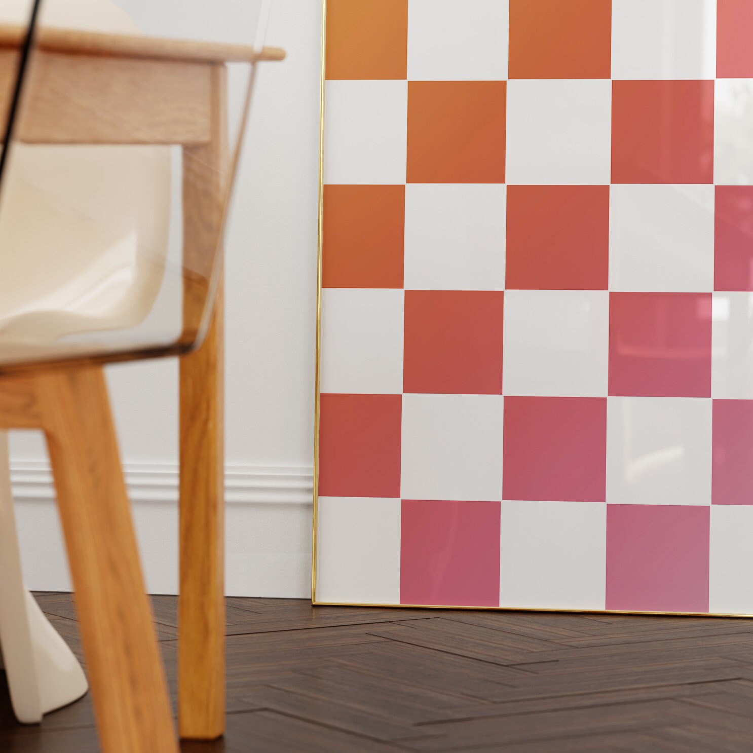 Gradient Checkered Wall Art, Colorful Checkered Print, Checkerboard ...