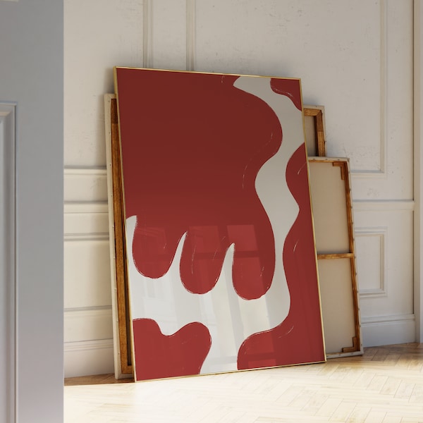 Red Abstract Art - Etsy