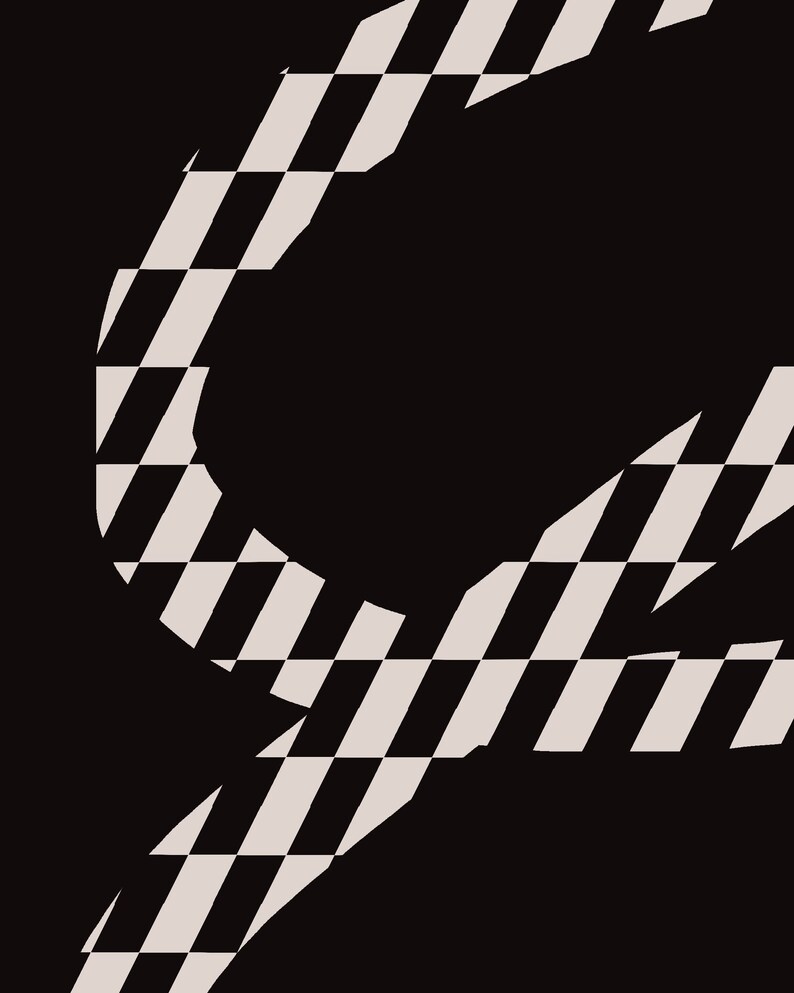 Neutral Checkered Line Art Print, Checked Pattern Black and Beige Wall ...