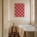 Pink Red Checkerboard Preppy Wall Art, Checkered Retro Pastel Colors ...