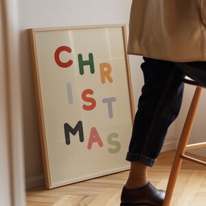 Christmas Typography Art Print, Colorful Xmas Wall Art, Cute Quote ...