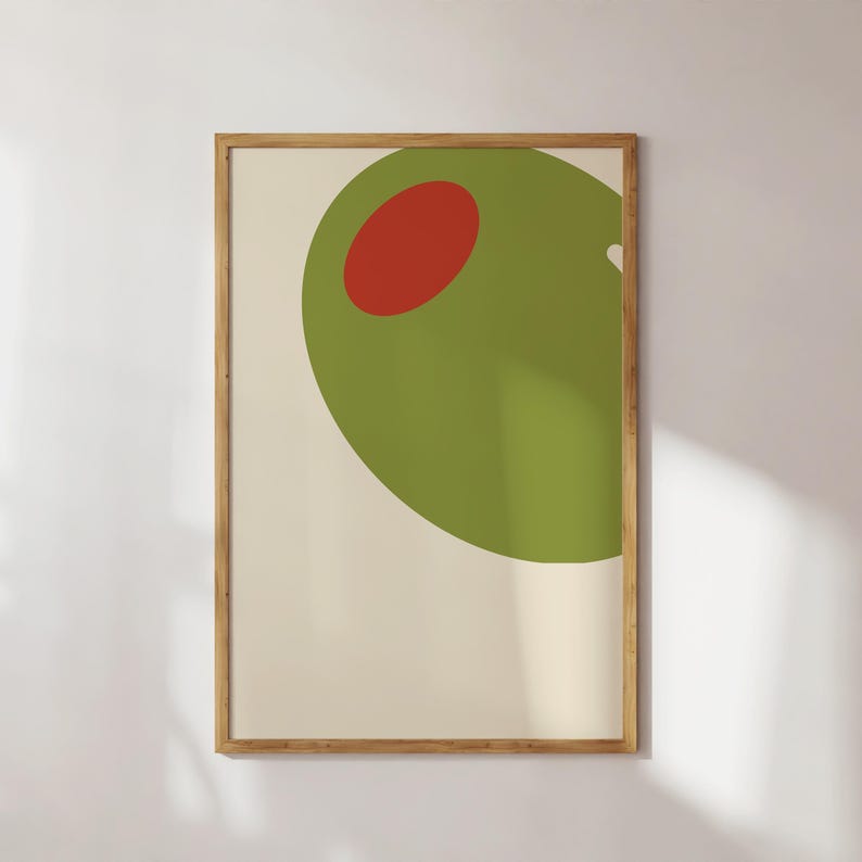 Olive Art Print, Retro Kitchen Printable Wall Art, Stuffed Olives Wall ...
