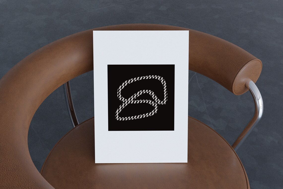 Neutral Checkered Line Art Print, Checked Pattern Black and Beige Wall ...