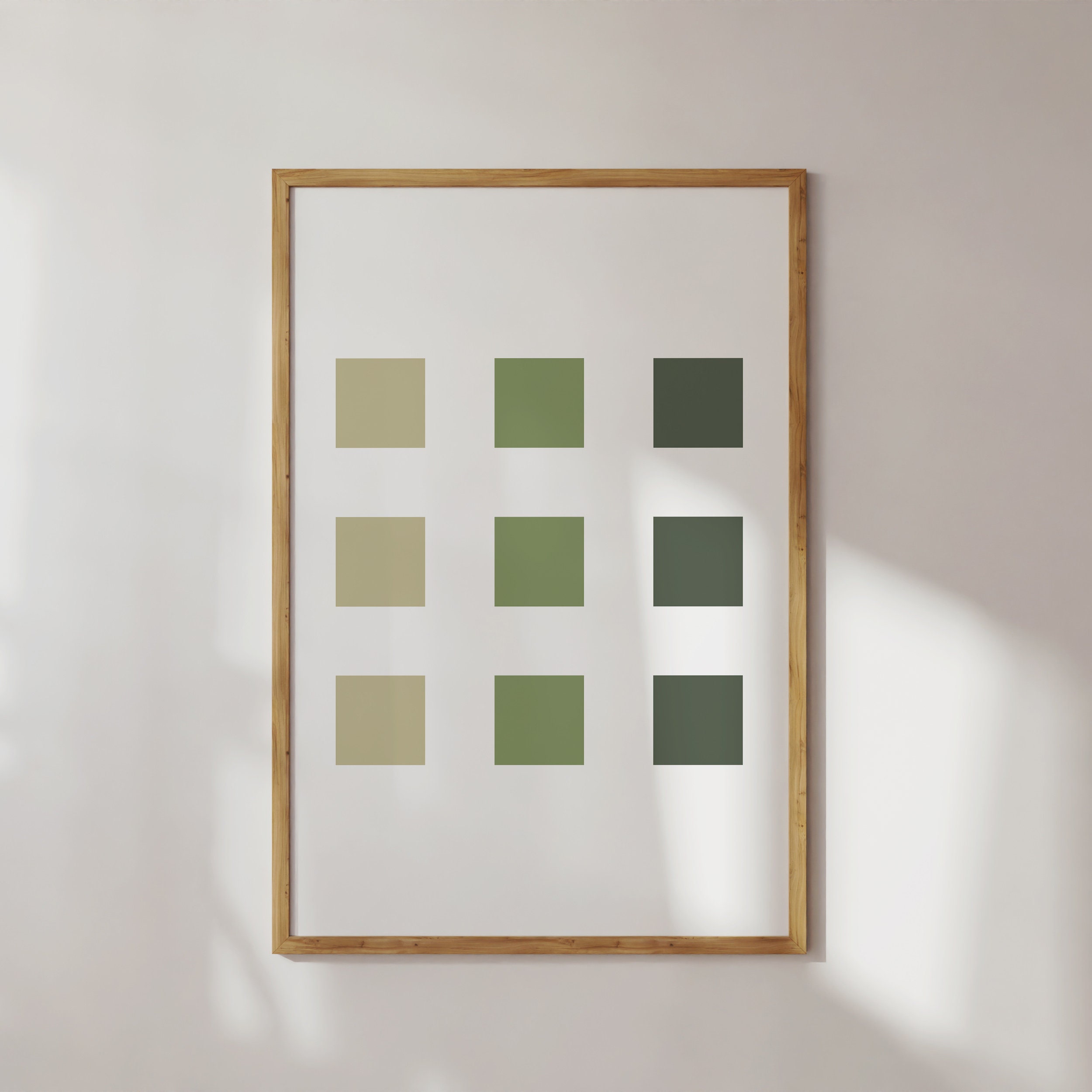Green Tones Color Blocks Printable Wall Art, Sage Ombre Square ...