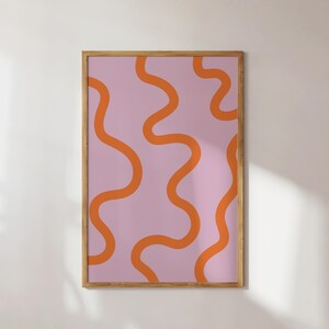 Lilac Orange Joyful Wall Art, Wavy Lines Preppy Wall Art, Playful ...