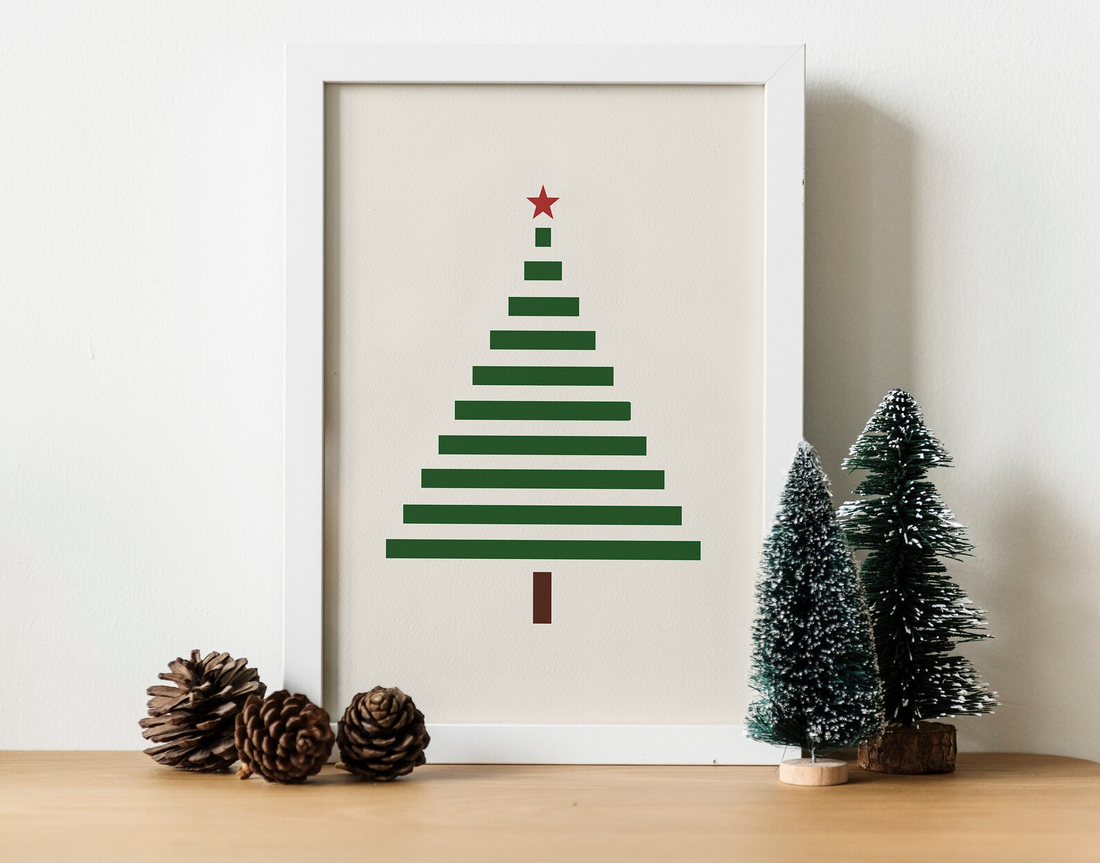 Minimal Christmas Tree Wall Art, Geometric Christmas Tree Printable ...