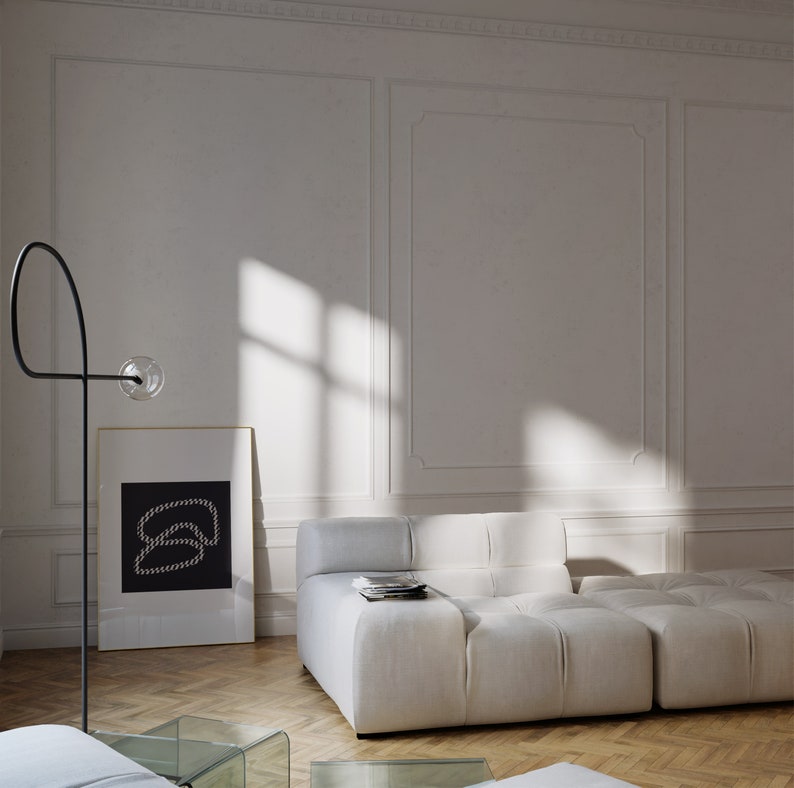 Neutral Checkered Line Art Print, Checked Pattern Black and Beige Wall ...