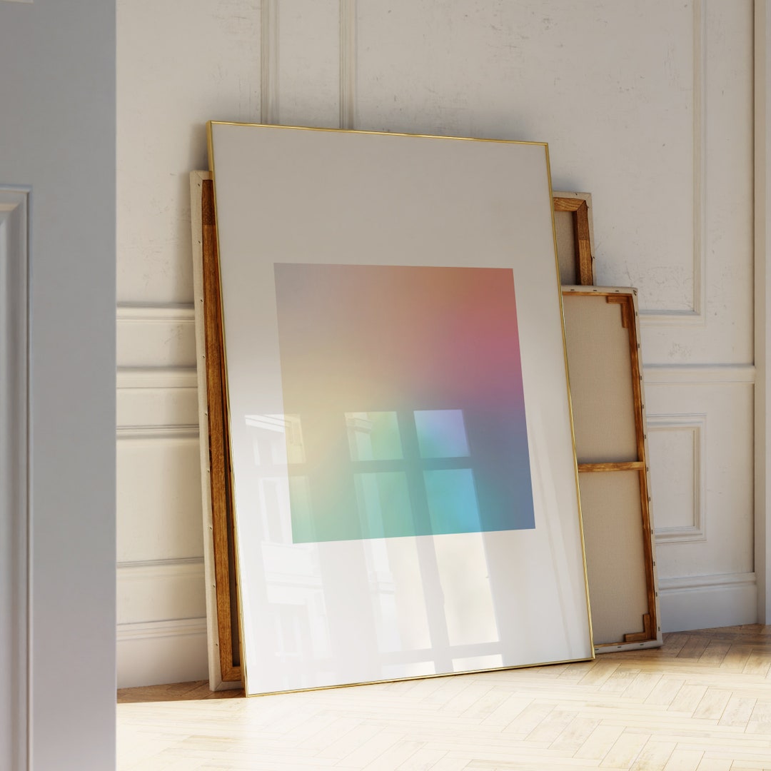 Colorful Gradient Wall Art, Pastel Rainbow Aura Poster, Calm Ombre Art ...