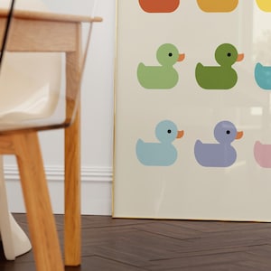 Colorful Rubber Ducks Art Print, Bath Toys Printable Wall Art, Joyful ...