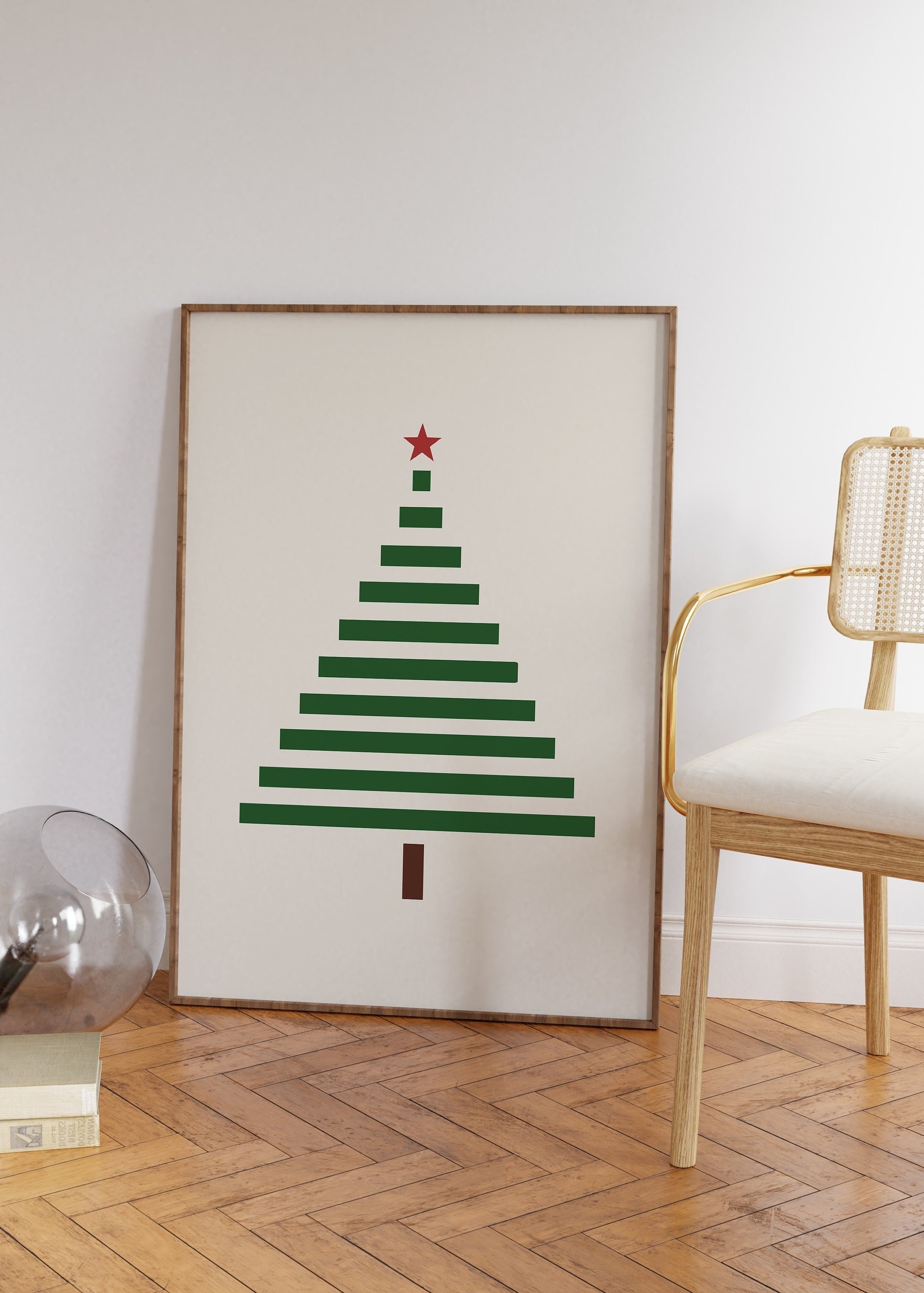 Minimal Christmas Tree Wall Art, Geometric Christmas Tree Printable ...