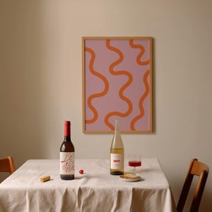 Lilac Orange Joyful Wall Art, Wavy Lines Preppy Wall Art, Playful ...