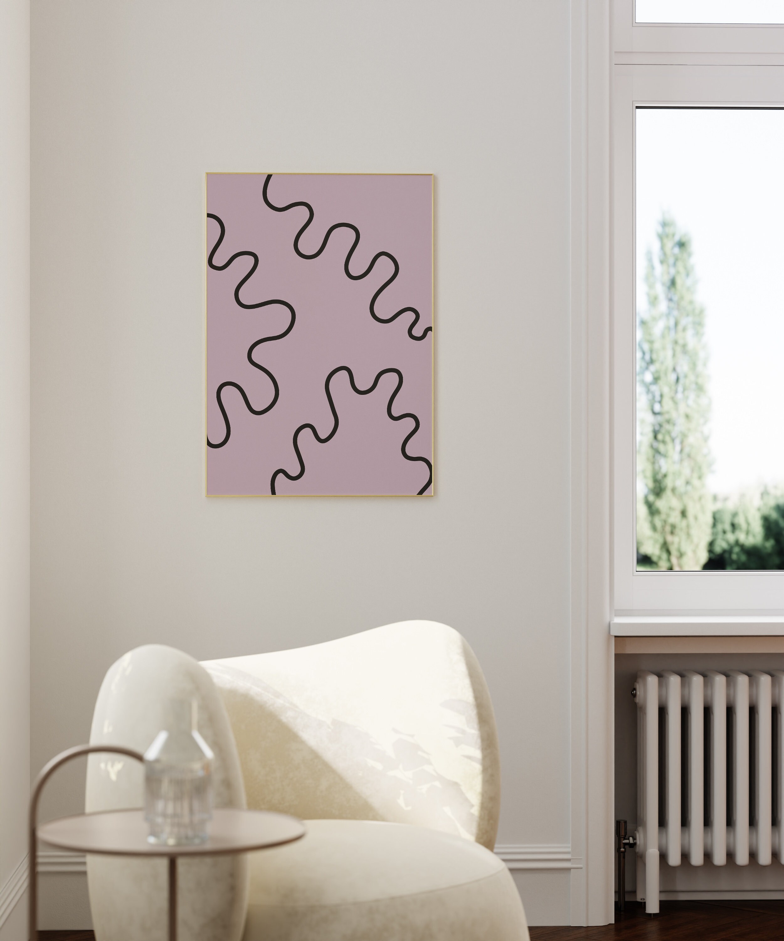 Wiggly Lines Joyful Lilac Art Print, Fancy Purple Printable Wall Art ...